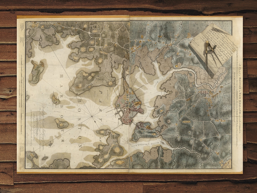 Boston, 1776 — Vintage Cloth Map (revolutionary War) - Etsy