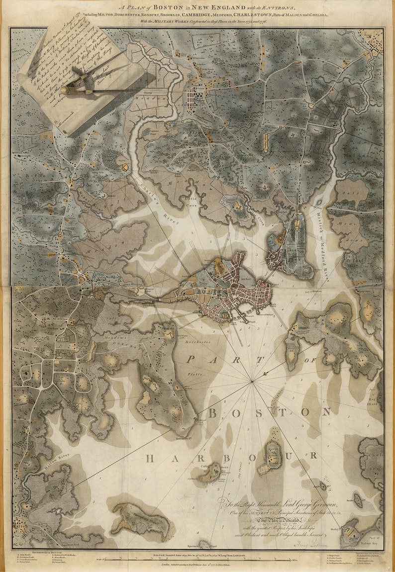 Boston, 1776 — Vintage Cloth Map (revolutionary War) - Etsy