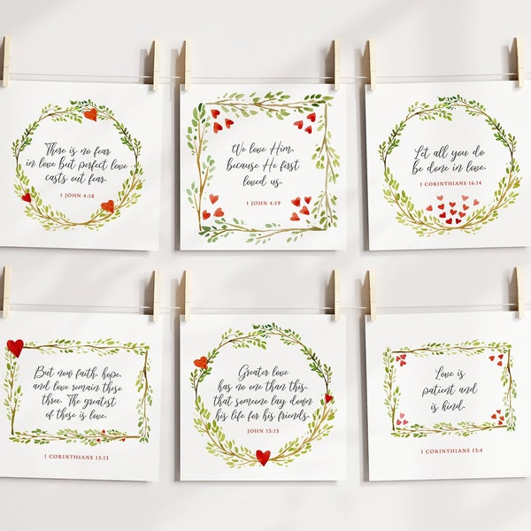 God's Love Bible Verse Note Cards Printable Scripture Valentines Cute ...