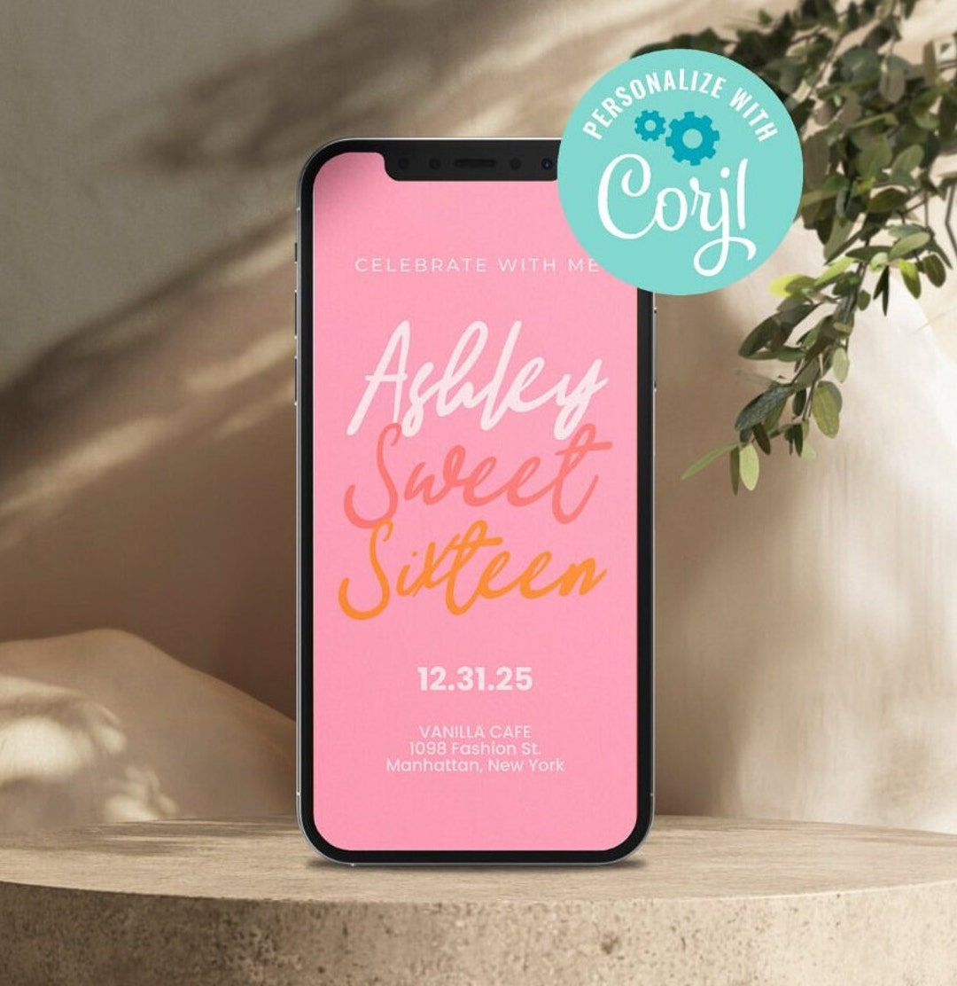 Editable Sweet Sixteen Digital Invitation, Sweet 16 Invite, Sweet ...