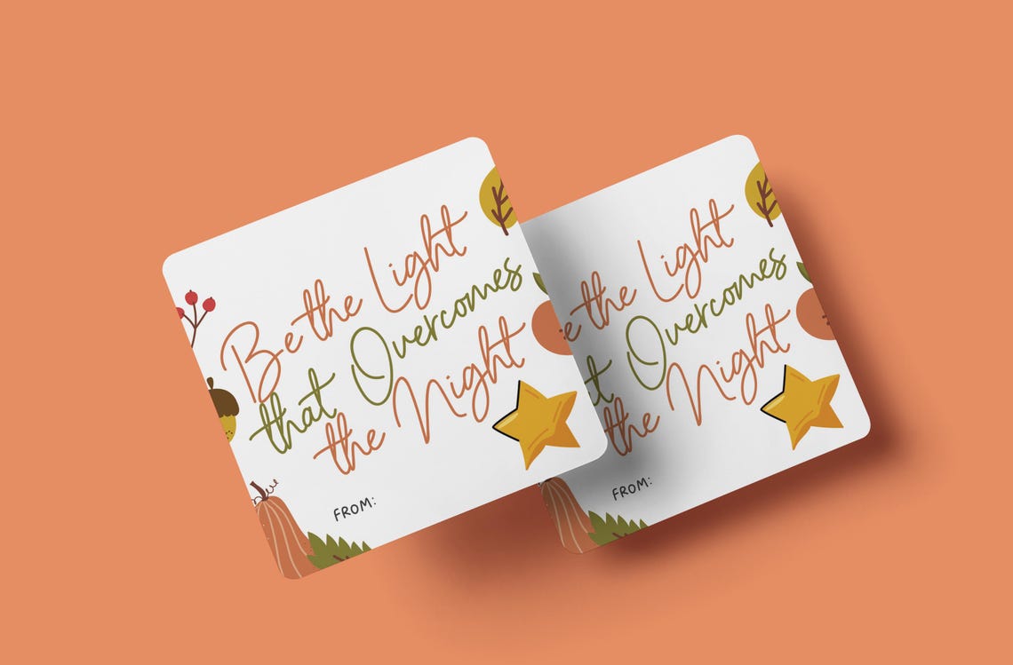 Christian Halloween Gift Tag, Trunk or Treat, Be the Light, Halloween ...