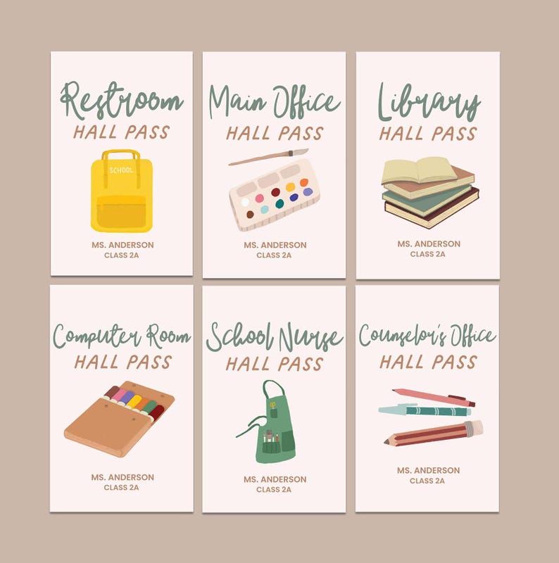 Classroom Hall Passes, Teacher Hall Pass, Classroom Management ...
