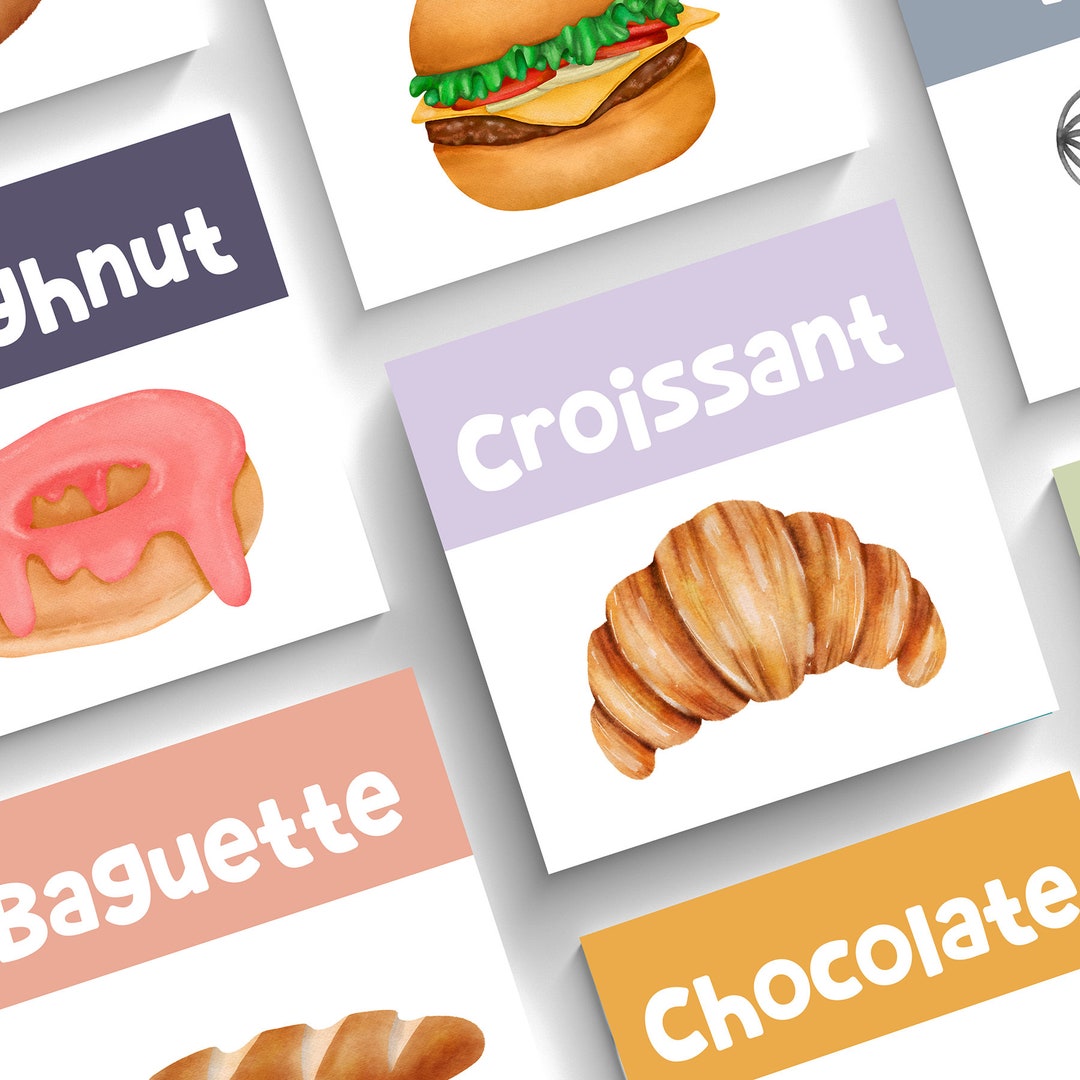 Cute Flash Cards, Kitchen Flash Cards, Flashcards for Kids, Food Cards ...