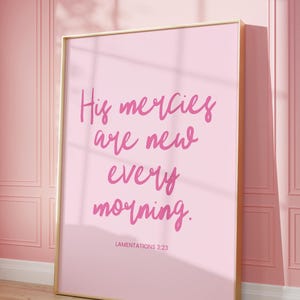 Pink Christian Wall Art Set of 2, Pink Bible Verse Decor, Lamentations ...