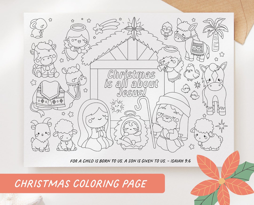 Christmas Coloring Page for Kids Nativity Sunday School - Etsy