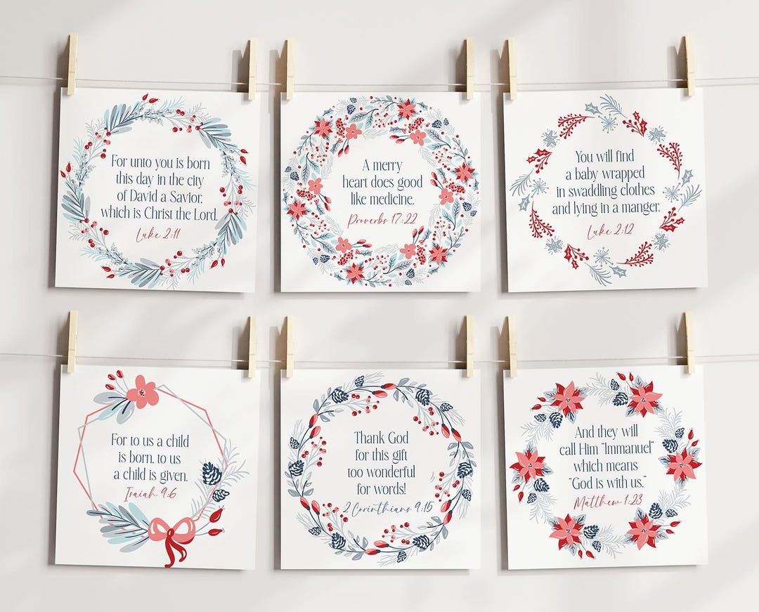 Christmas Bible Verse Cards, Christmas Scripture Cards, Christmas ...