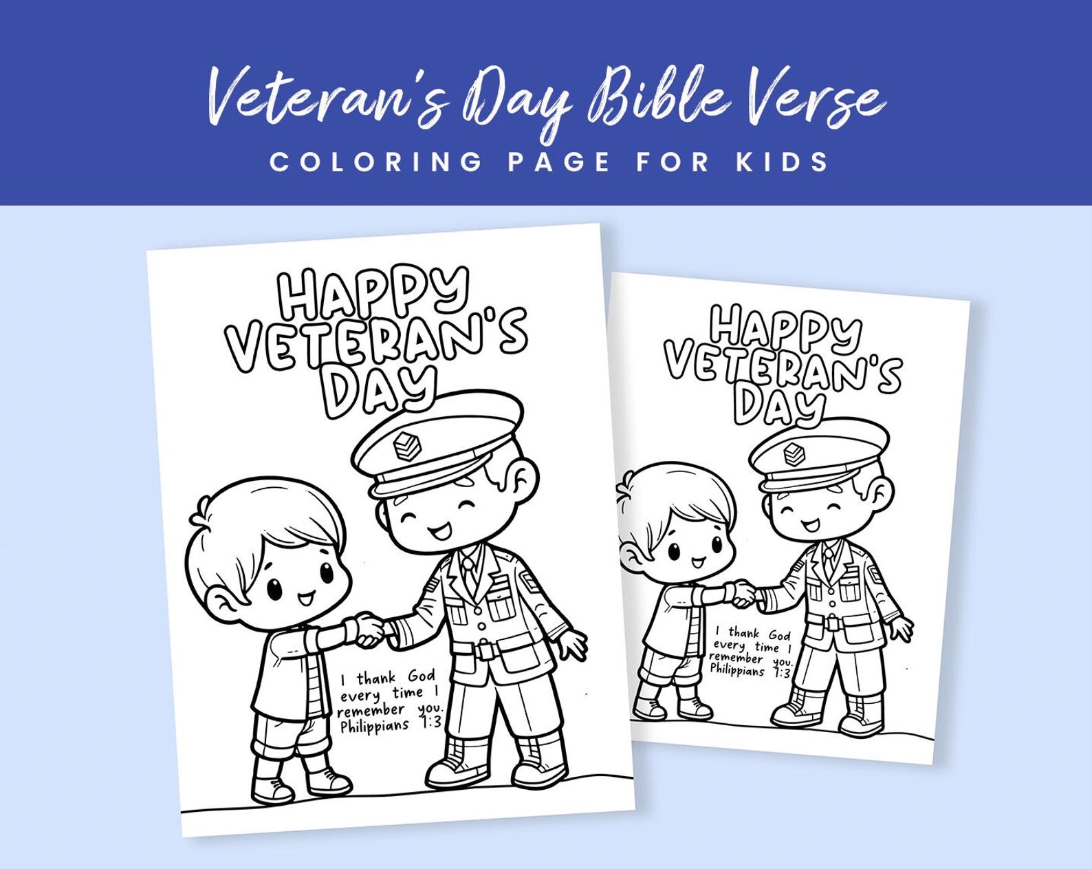 Veterans Day Bible Verse Coloring Page for Kids, Veterans Day Craft ...