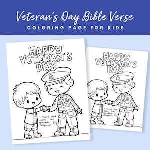 Veterans Day Bible Verse Coloring Page for Kids, Veterans Day Craft ...