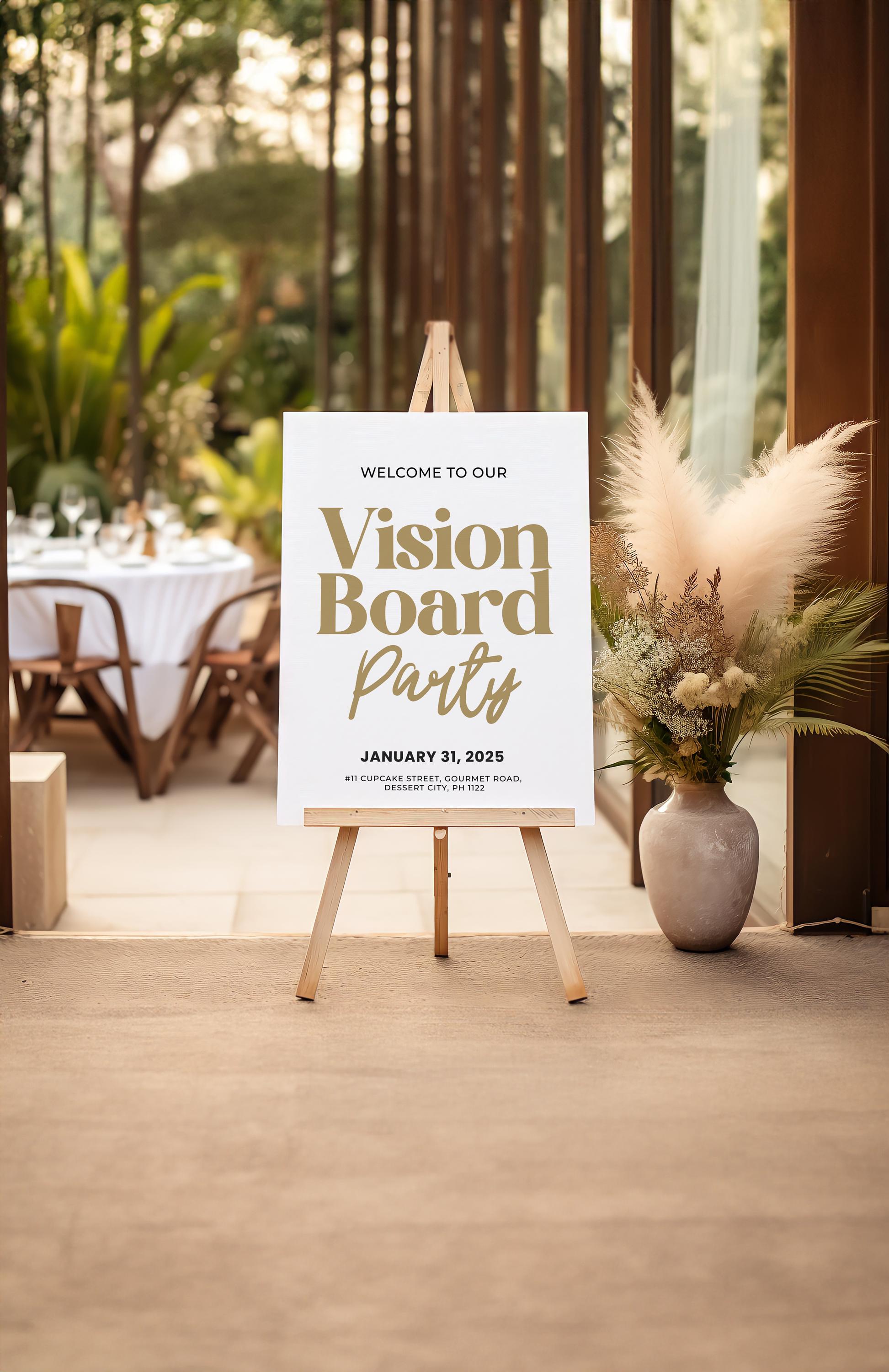 Editable Vision Board Party Welcome Sign, Vision Boarding Event Sign ...