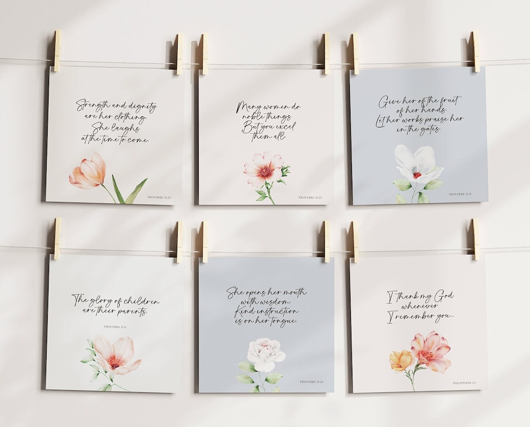 Encouraging Scripture Cards Flowers Bible Verse Cards for Mom Memory ...