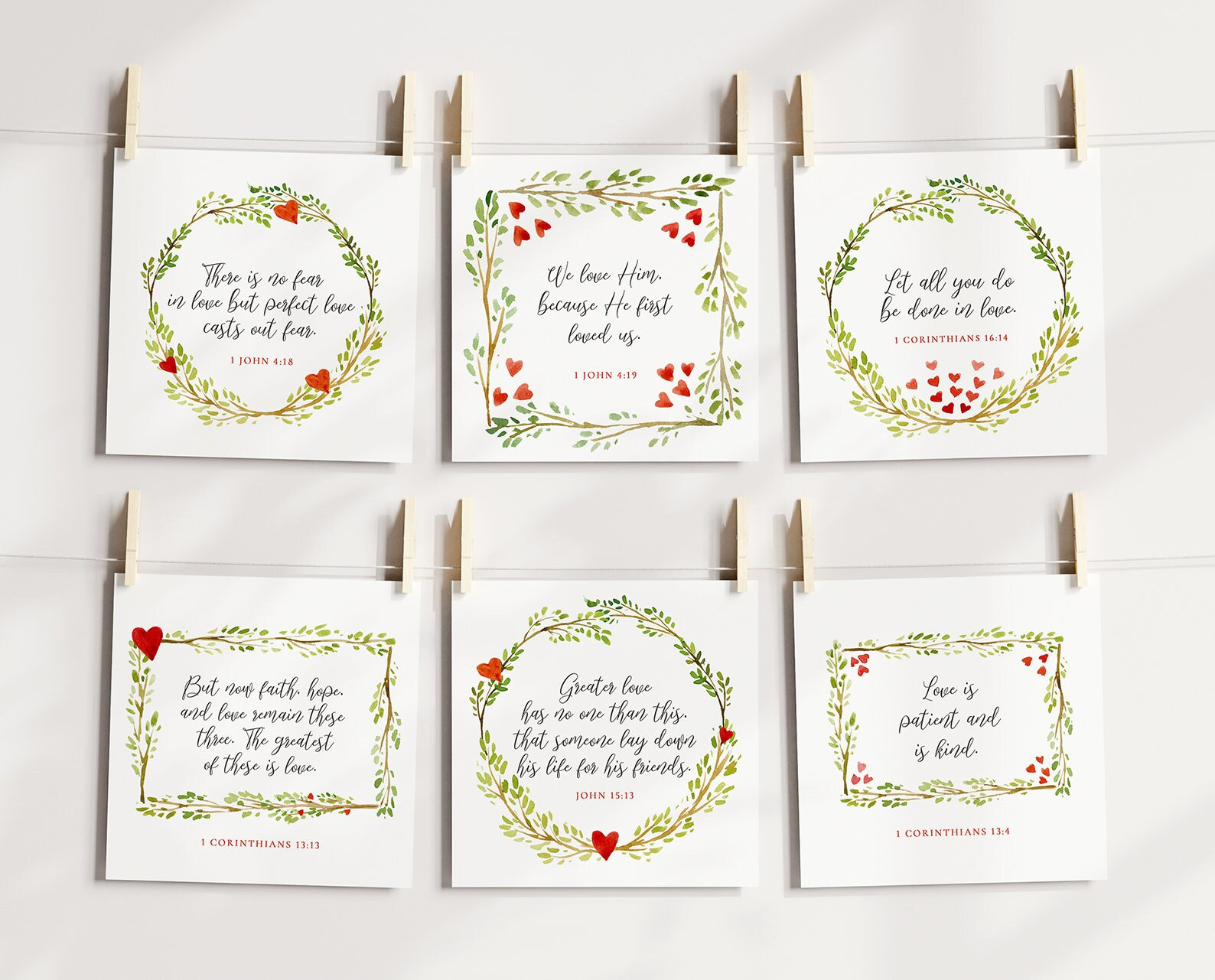 Love Bible Verse Cards, Valentine's Day Scripture Cards, Valentines ...