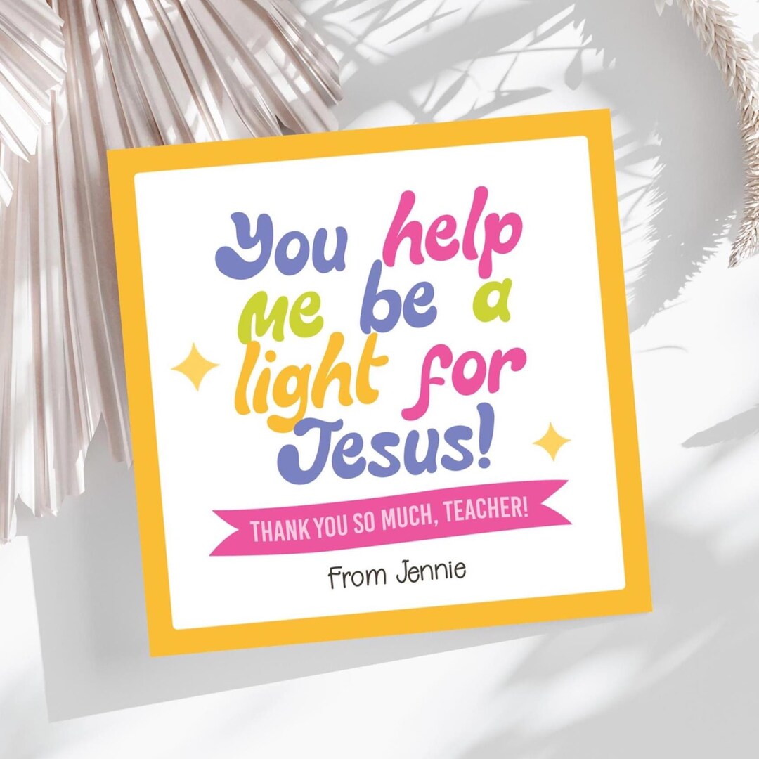 Teacher Appreciation Gift Tag Christian Teachers Day Tag Sunday School ...