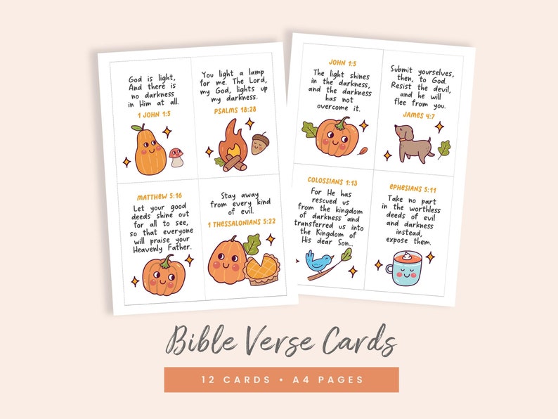 Christian Halloween Bible Verse Cards, Christian Halloween Activity for ...