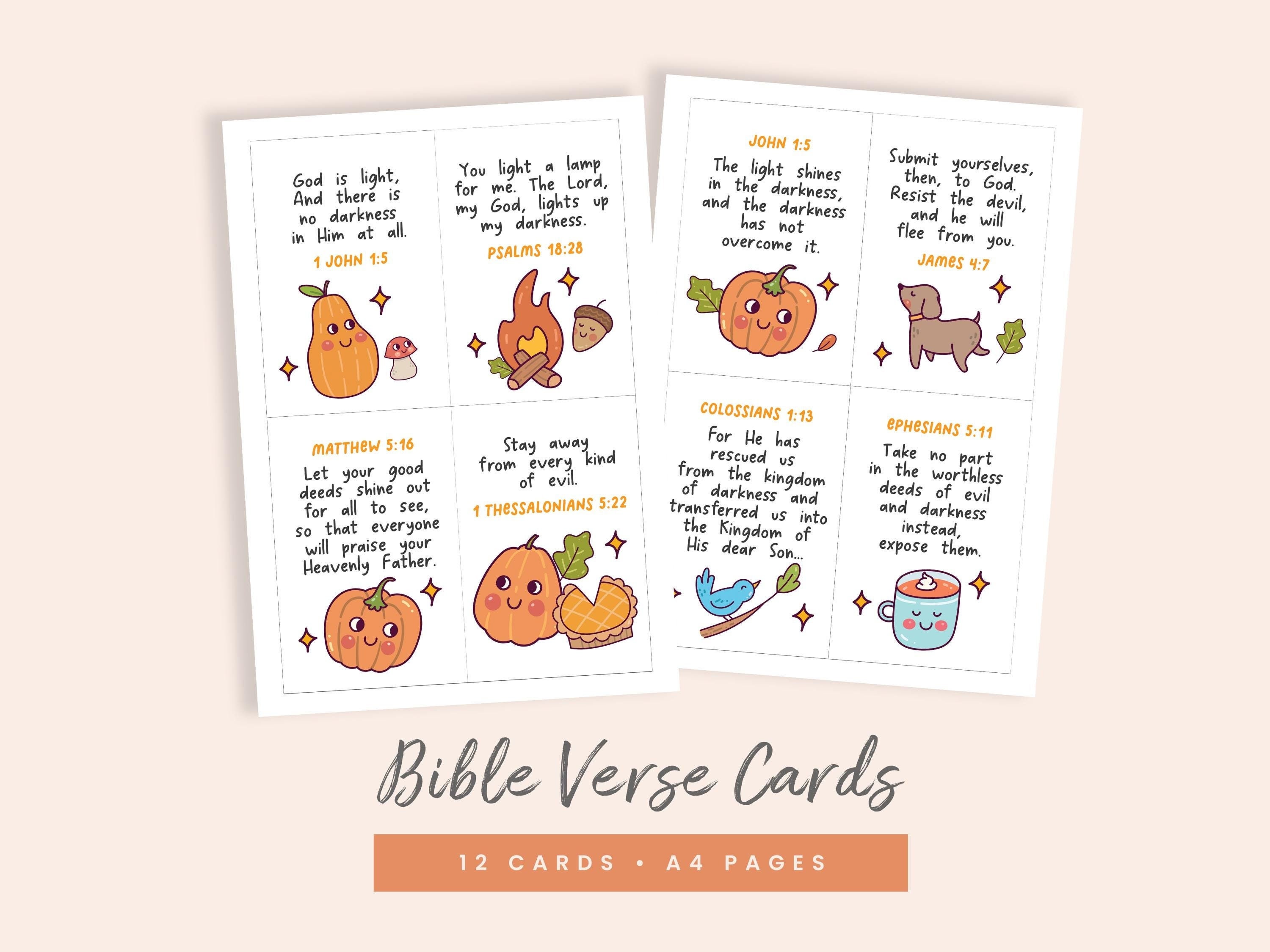 Christian Halloween Bible Verse Cards, Christian Halloween Activity for ...