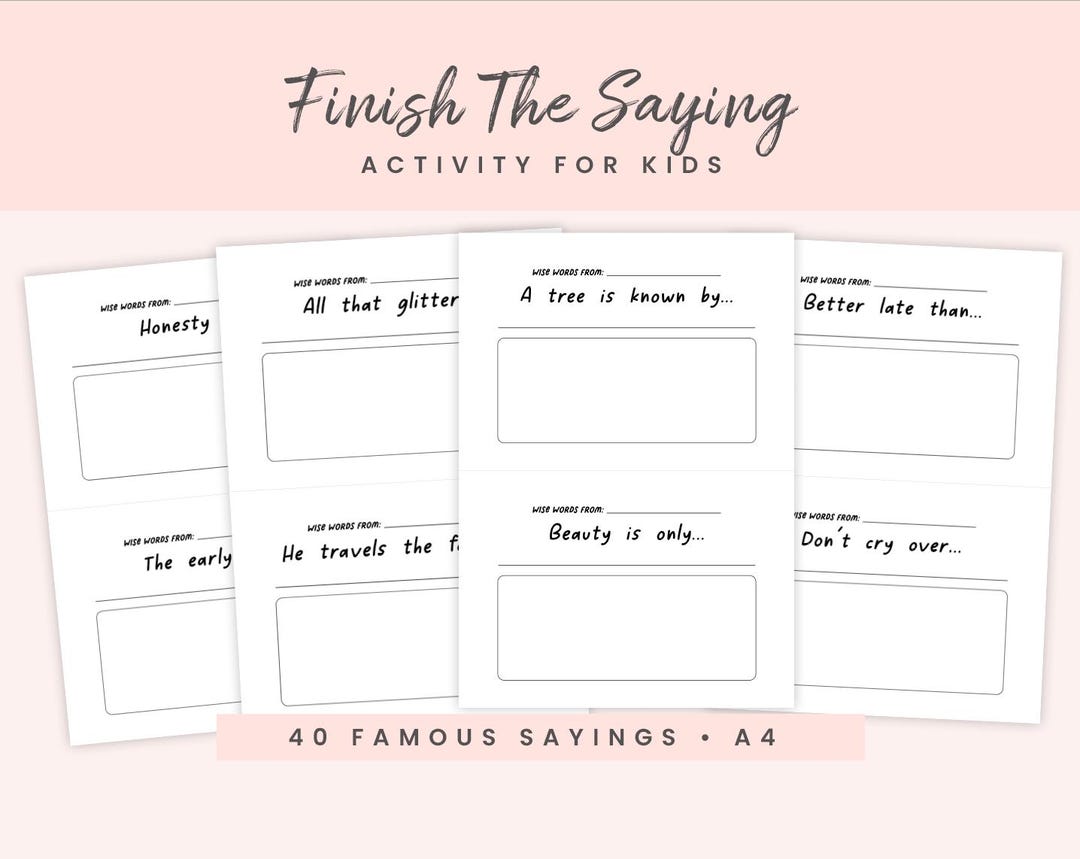 Wise Words Classroom Printable Activity for Kids, Fill in the Blanks ...