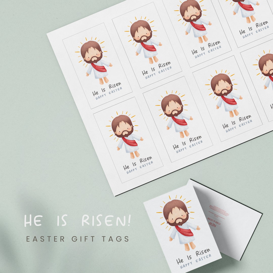 Christian Easter Gift Tags for Kids, He is Risen Gift Tag, Bible Verse ...