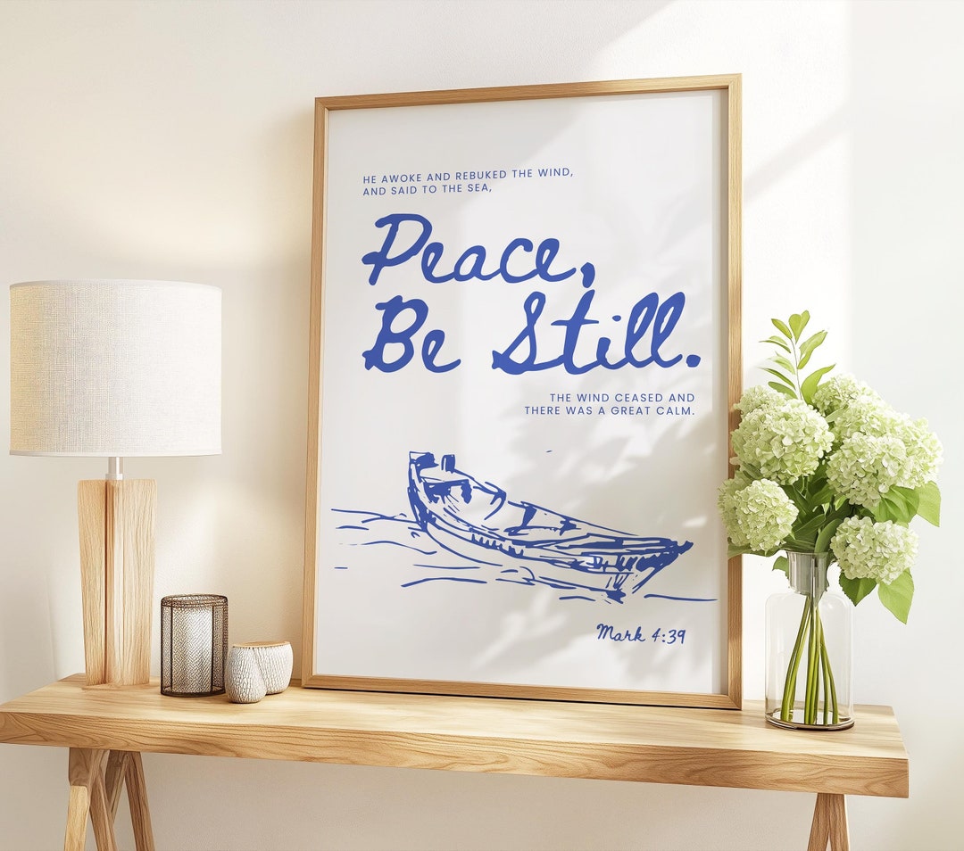 Bible Verse for Hard Times, Blue Bible Verse Wall Art, Blue Scripture ...