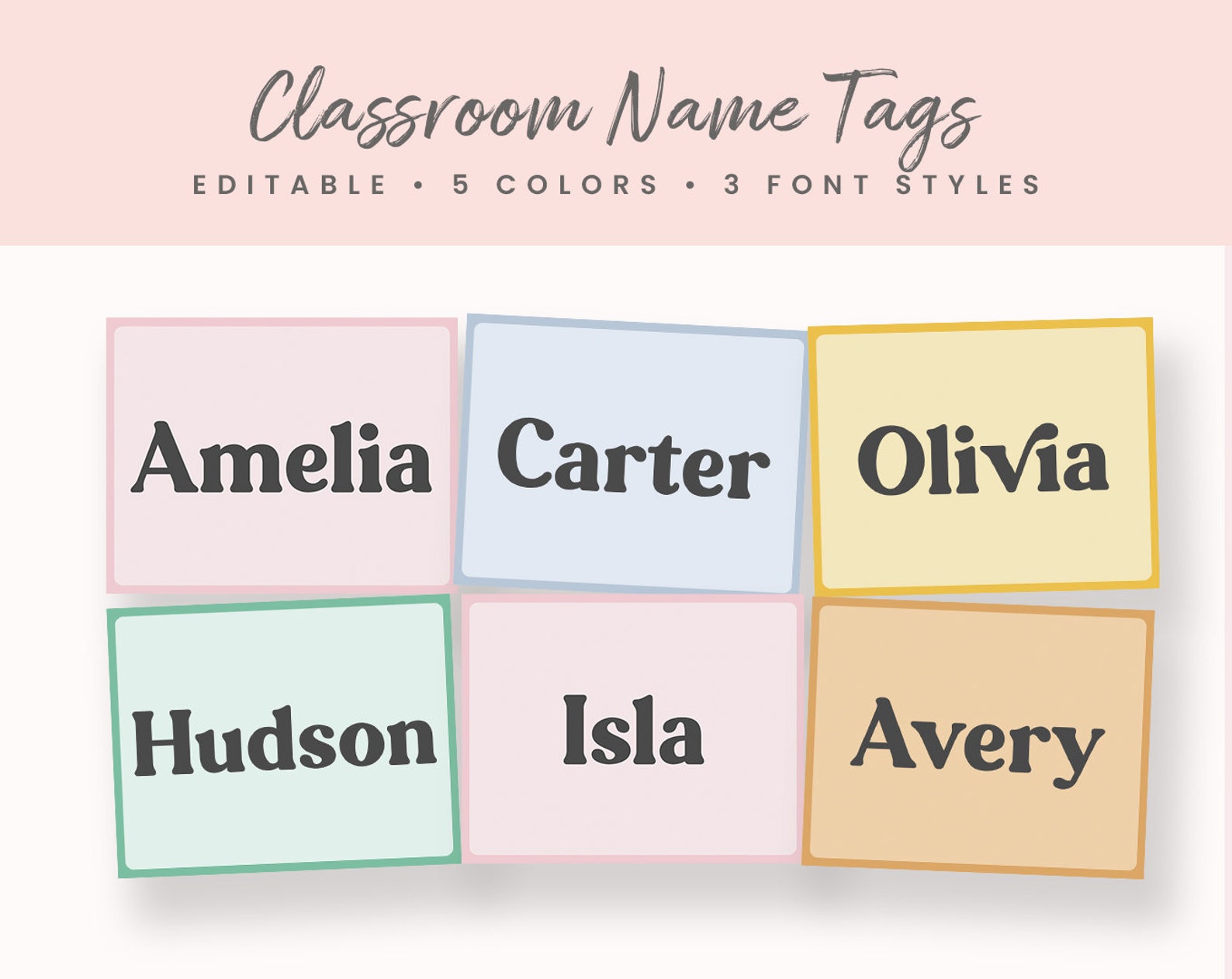 Editable Pastel Classroom Name Tags for Kids, Colorful Locker Labels ...