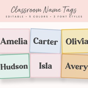 Editable Pastel Classroom Name Tags for Kids, Colorful Locker Labels ...