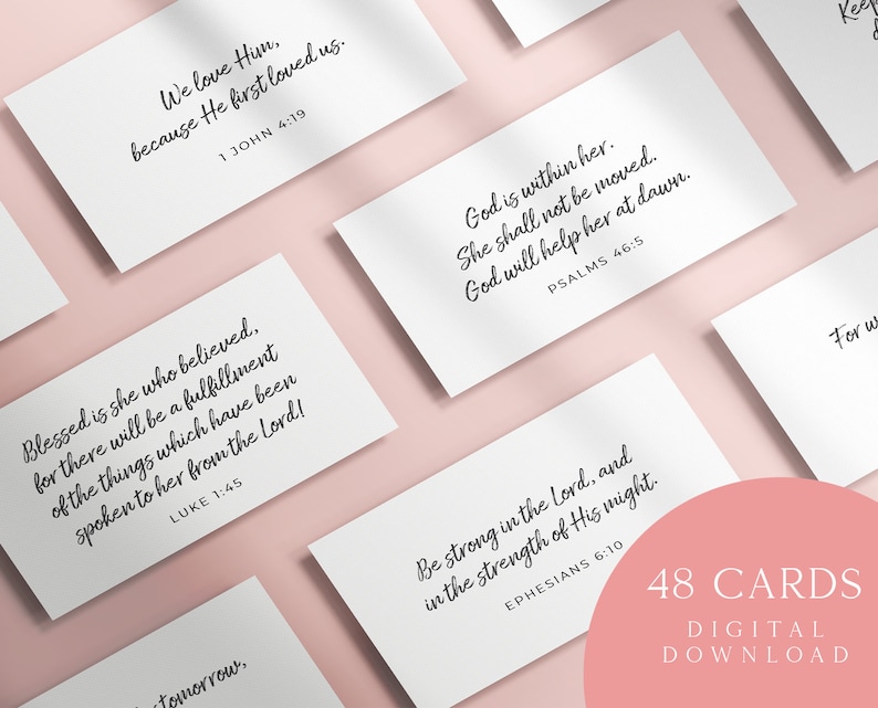 48 Scripture Cards, Memory Verse, Encouraging Bible Verse Cards for ...