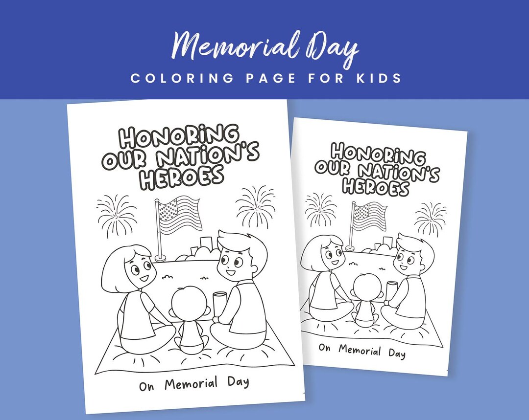 Memorial Day Coloring Page for Kids, Memorial Day Activity, Memorial ...