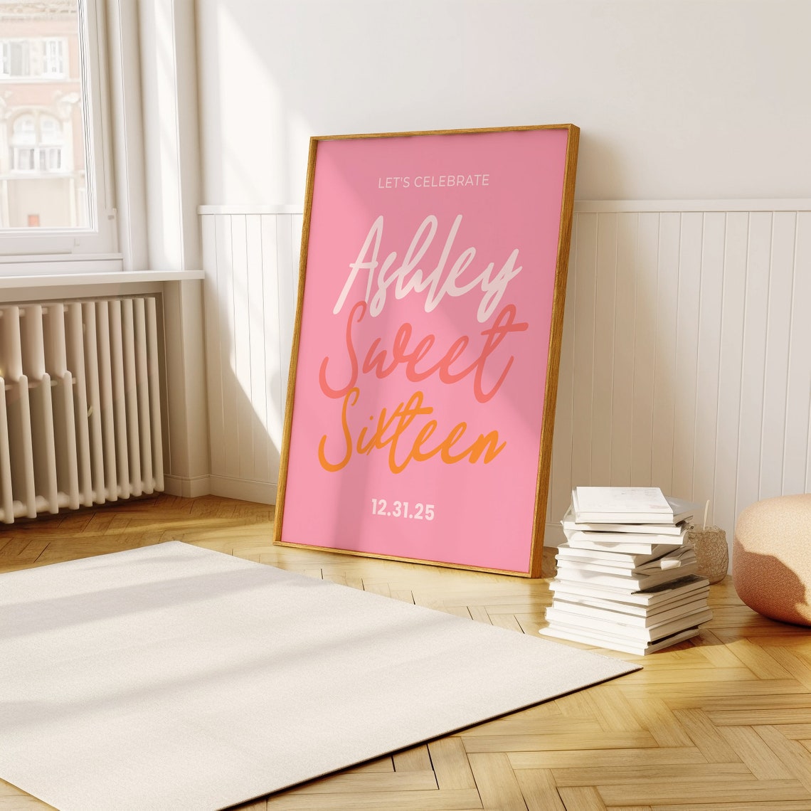 Sweet Sixteen Welcome Sign Modern Pink Sweet 16 Birthday Party Entrance ...