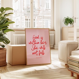 Psalm 46:5, God is Within Her, Pink Bible Verse Wall Decor, Pink ...