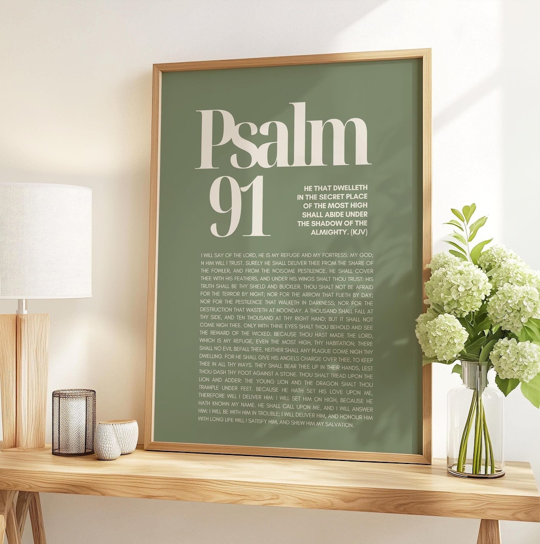 Psalms 91 Bible Verse Wall Art Christian Decor Psalm 91 Scripture Wall ...