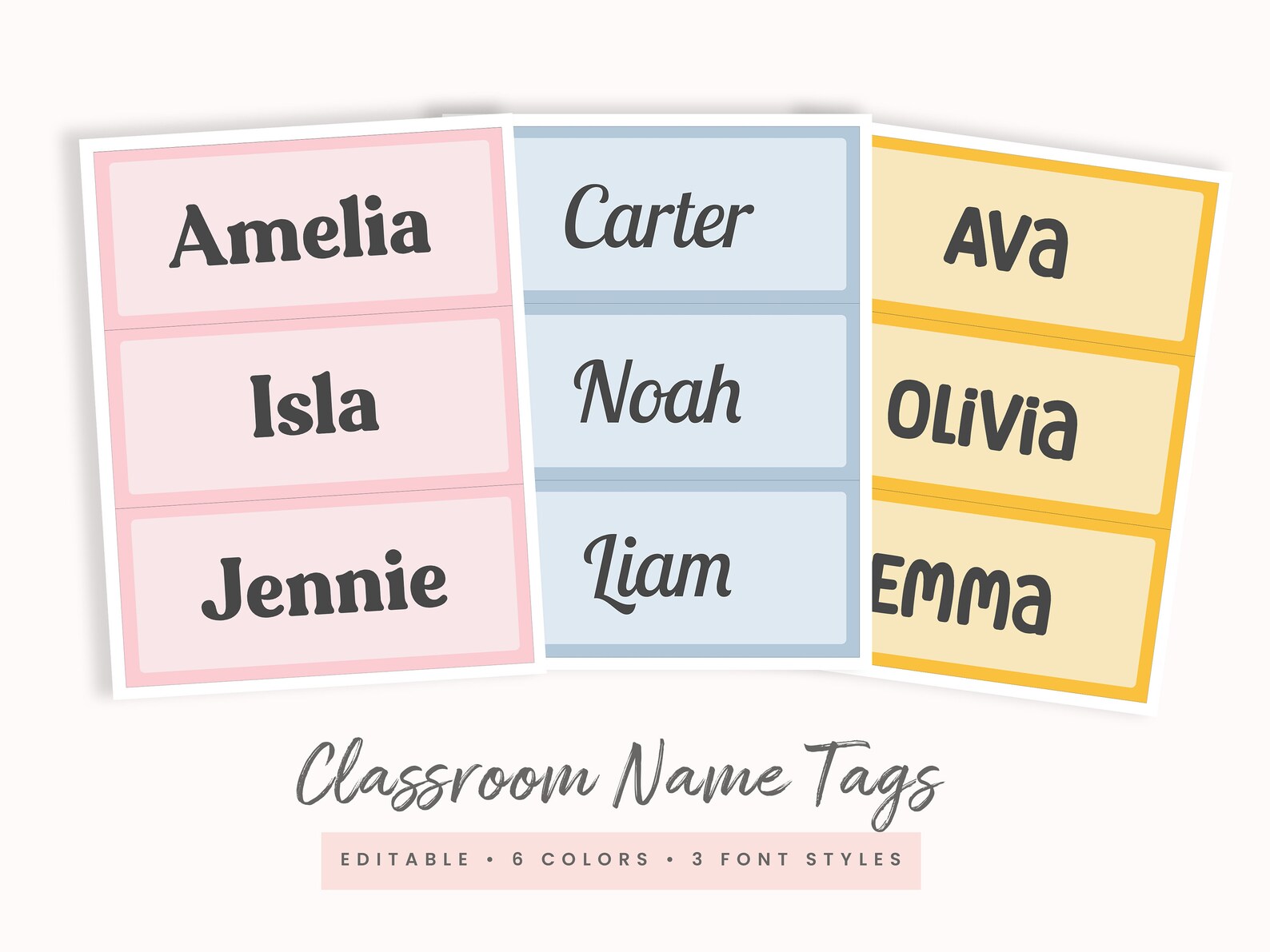 Editable Student Name Tags, Pastel Classroom Name Tags for Kids ...