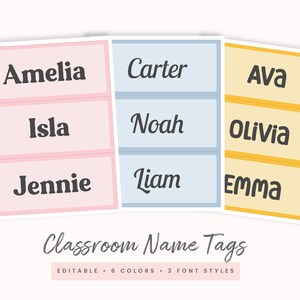 Editable Student Name Tags, Pastel Classroom Name Tags for Kids ...