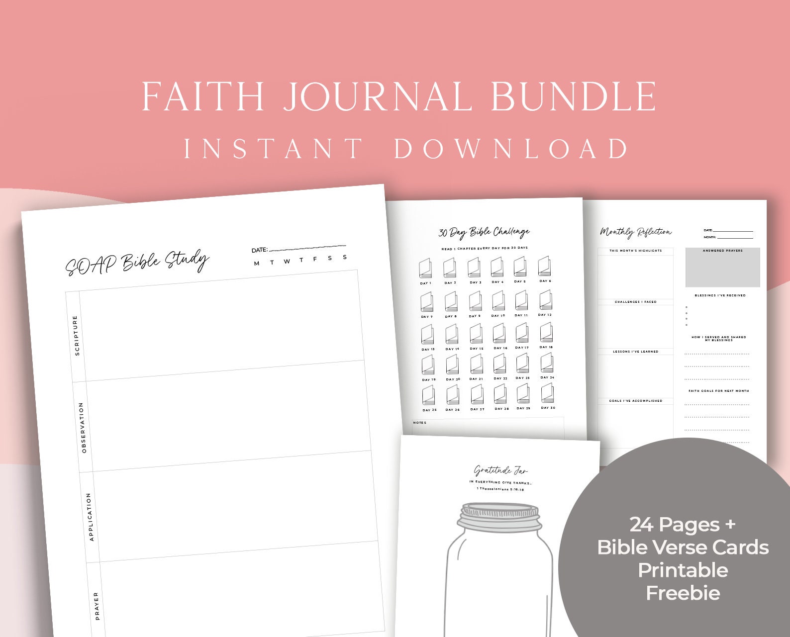 Digital Bible Study, Printable Faith Journal, Minimalist Christian ...