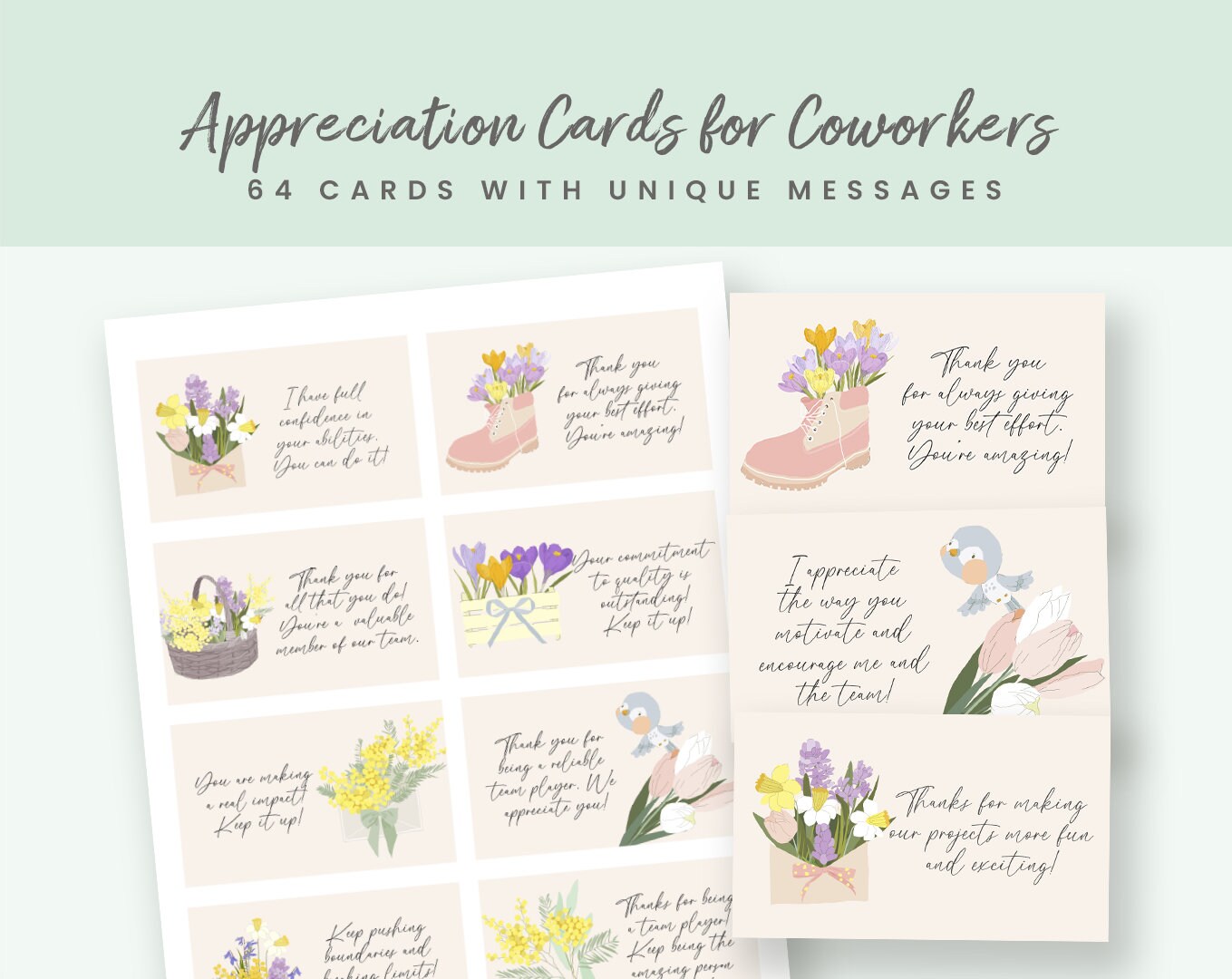 Employee Appreciation Cards Encouragement for Coworkers Gratitude Cards ...