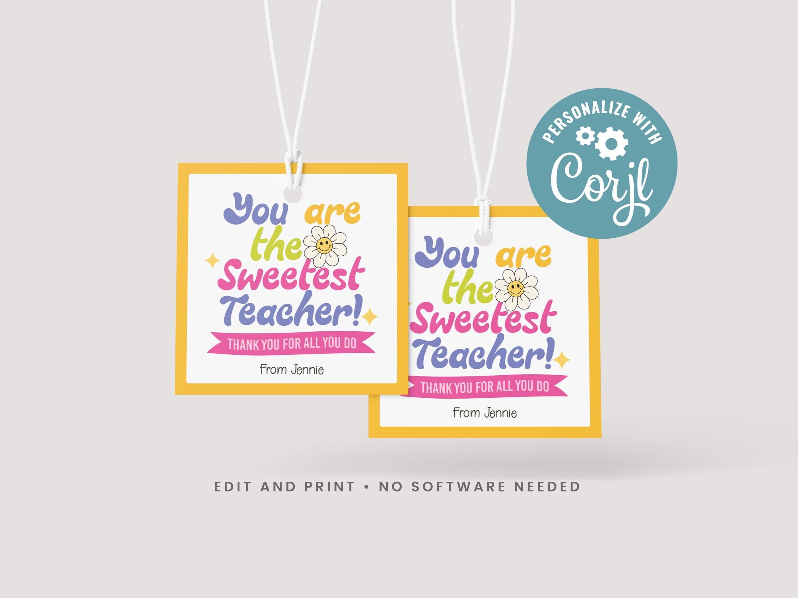 Thank You Teacher Gift Tag, Teacher Appreciation Week Gift Tag, Happy ...