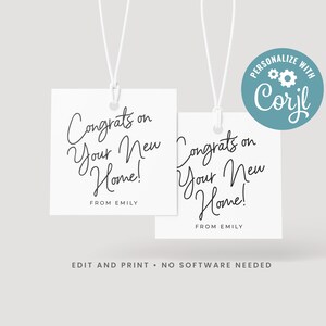 Congratulations on Your New Home Minimalist Gift Tag Housewarming ...