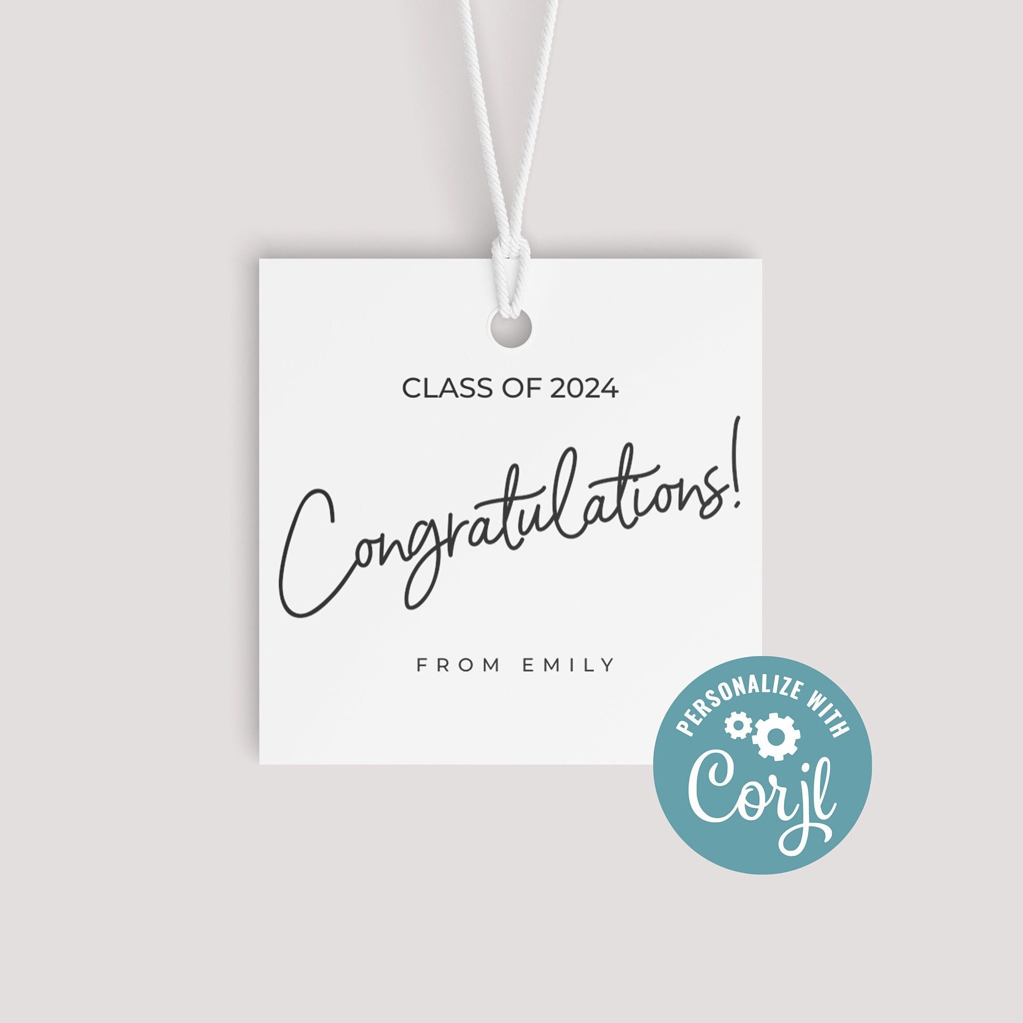 Editable Graduation Gift Tag Minimalist Congratulations Favor Tag Grad ...