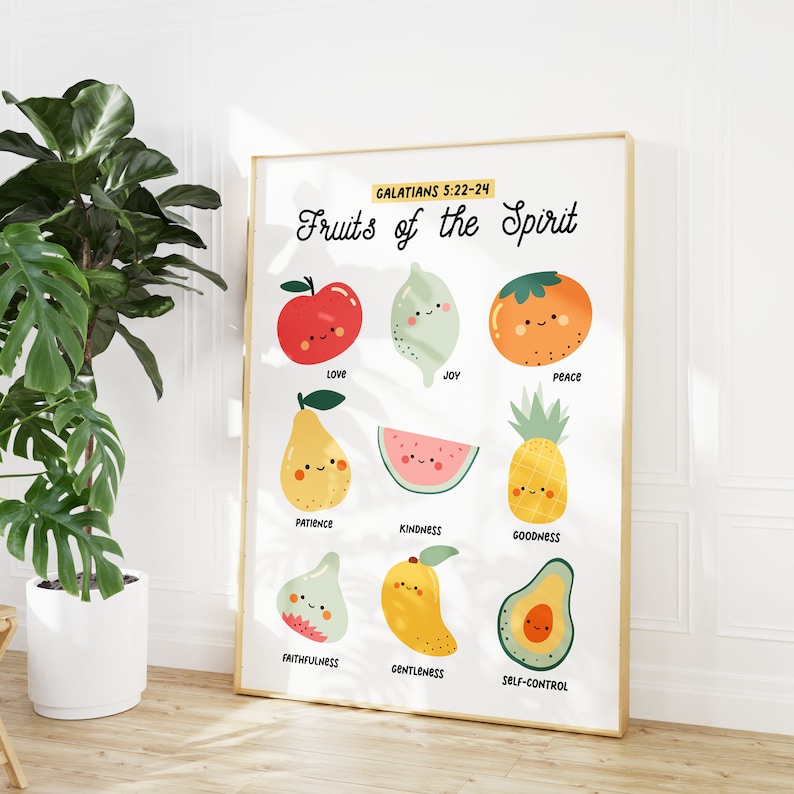 Fruits of the Spirit Wall Art for Kids, Scripture Wall Art Bible Verse ...