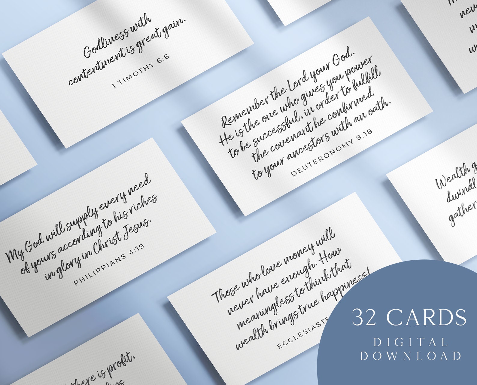 32 Scripture Cards About Finances Minimalist Bible Verse Cards Vision ...