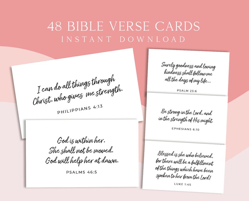 48 Scripture Cards, Memory Verse, Encouraging Bible Verse Cards for ...