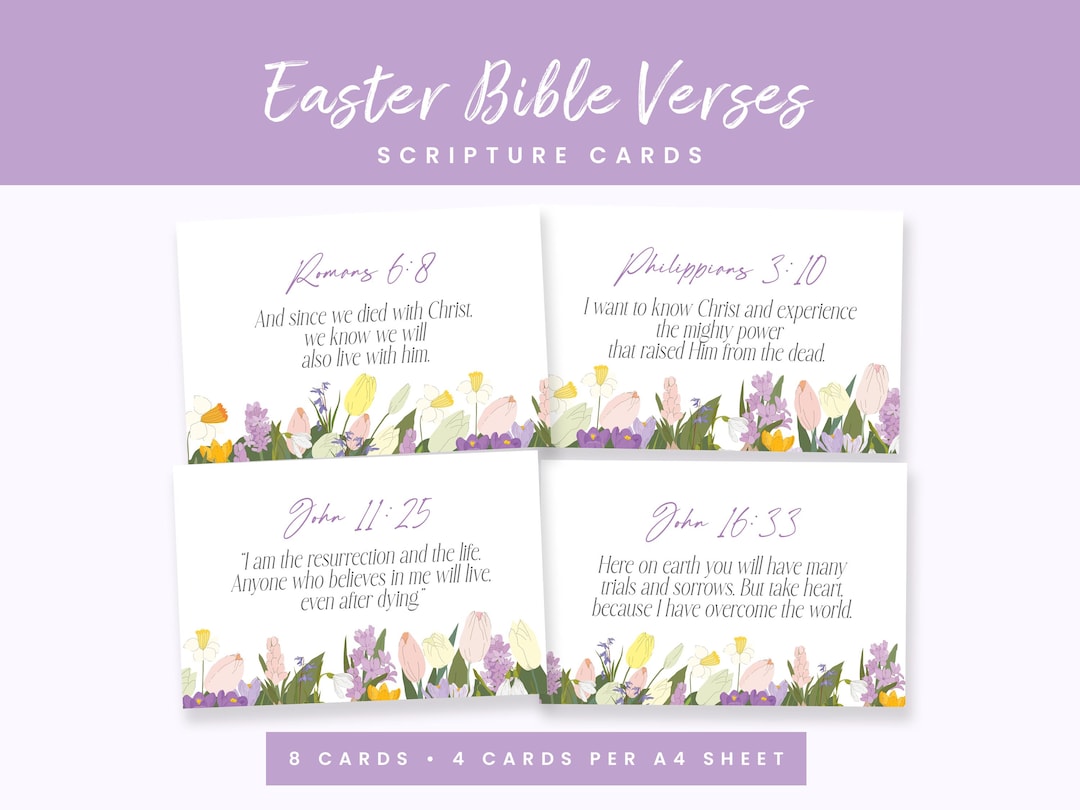 Easter Bible Verse Cards, Easter Scripture Cards, Easter Gift Tags ...