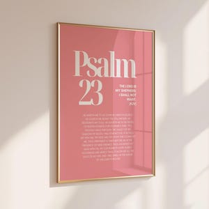 Psalms 23 Bible Verse Wall Art, Pink Christian Wall Art, Psalms ...