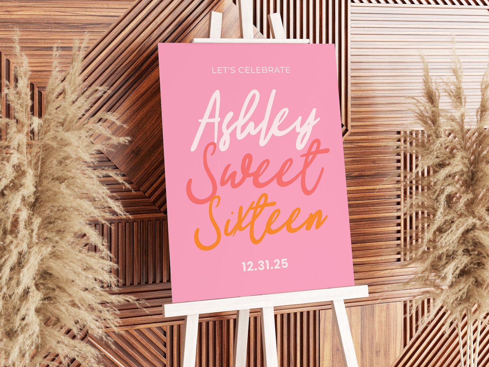 Sweet Sixteen Welcome Sign Modern Pink Sweet 16 Birthday Party Entrance ...