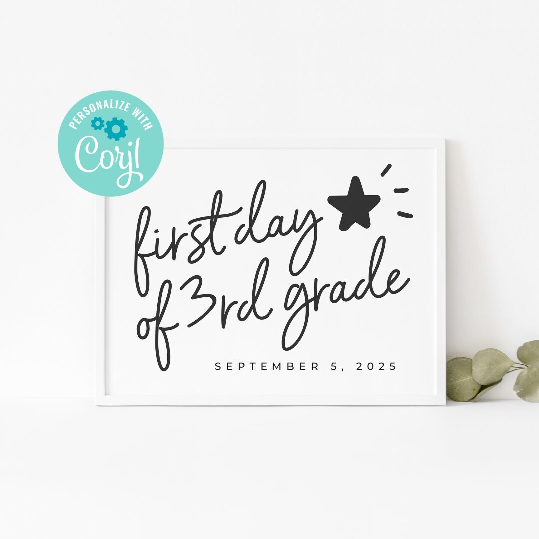 First Day of 3rd Grade Sign Minimalist First Day of School Sign ...
