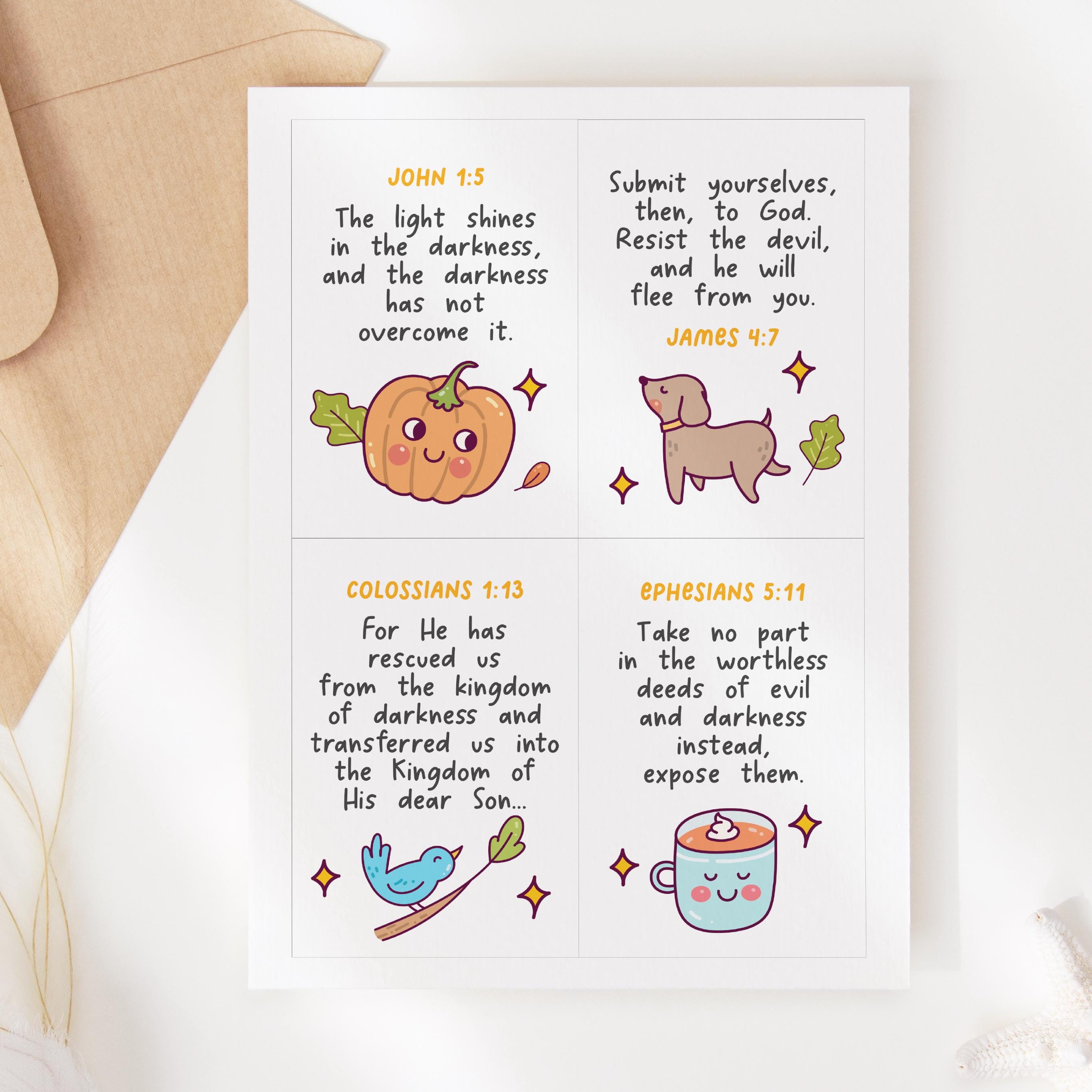 Christian Halloween Bible Verse Cards, Christian Halloween Activity for ...