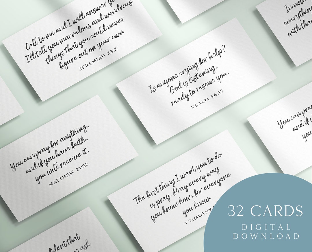 32 Prayer Scripture Cards, Memory Verse, Bible Verse Cards, Vision ...
