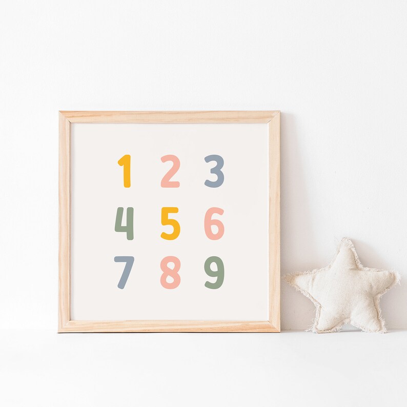 Numbers Classroom Wall Art Calm Colors Printable Educational Poster ...