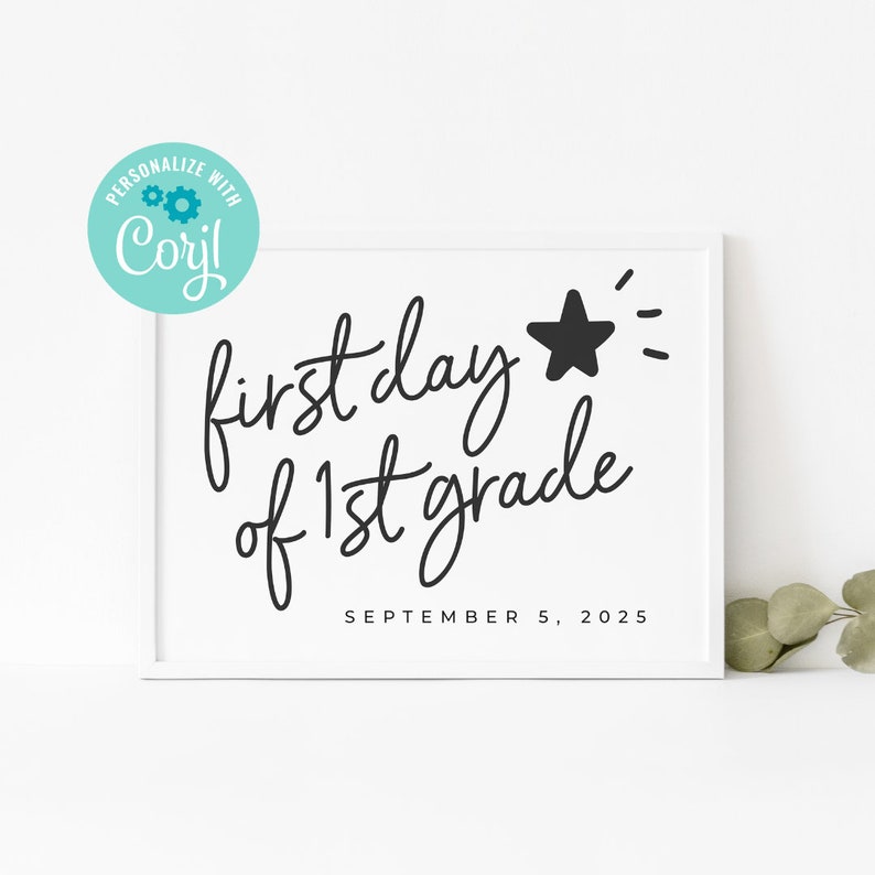 First Day of 1st Grade Sign First Day of First Grade Poster Minimalist ...