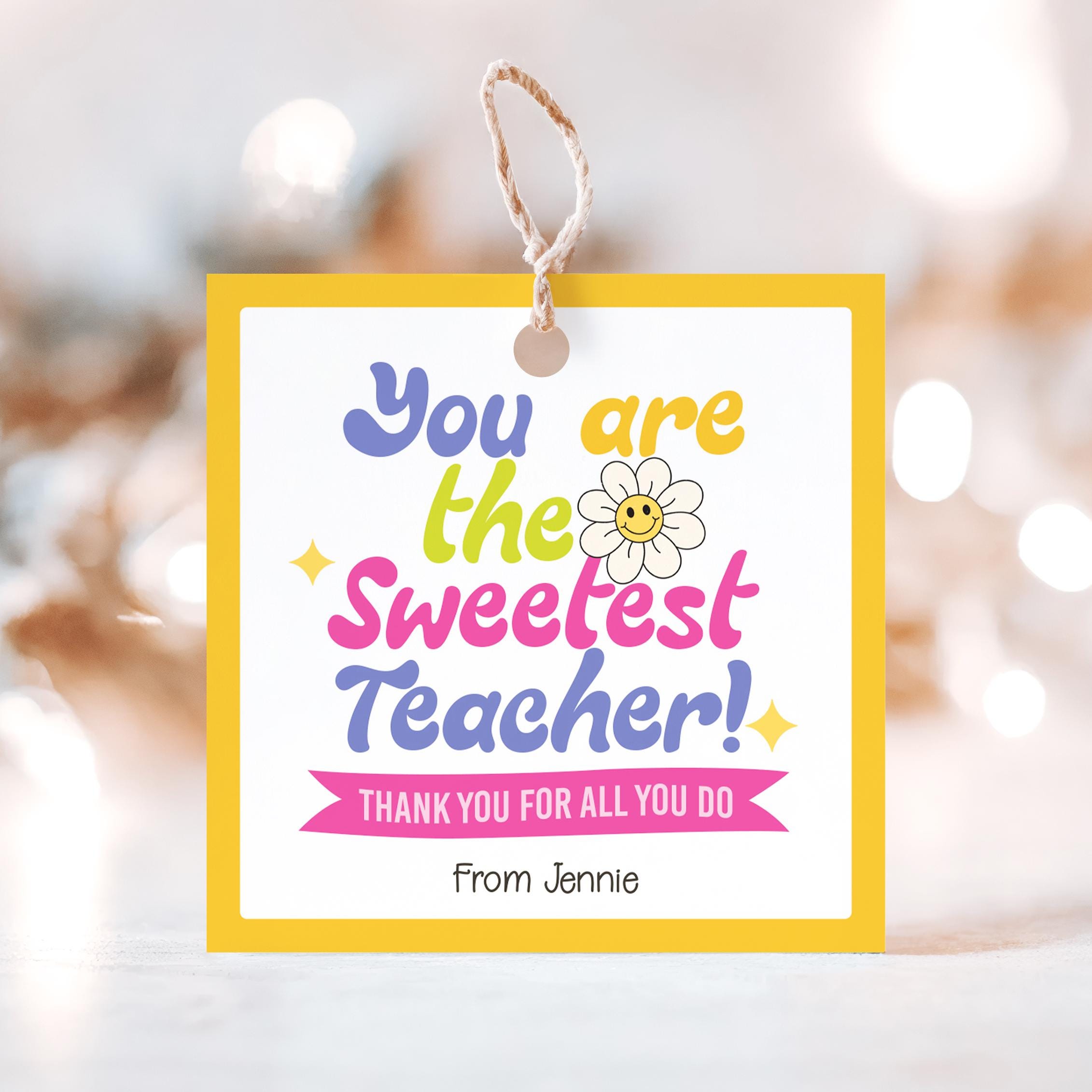 Thank You Teacher Gift Tag, Teacher Appreciation Week Gift Tag, Happy ...