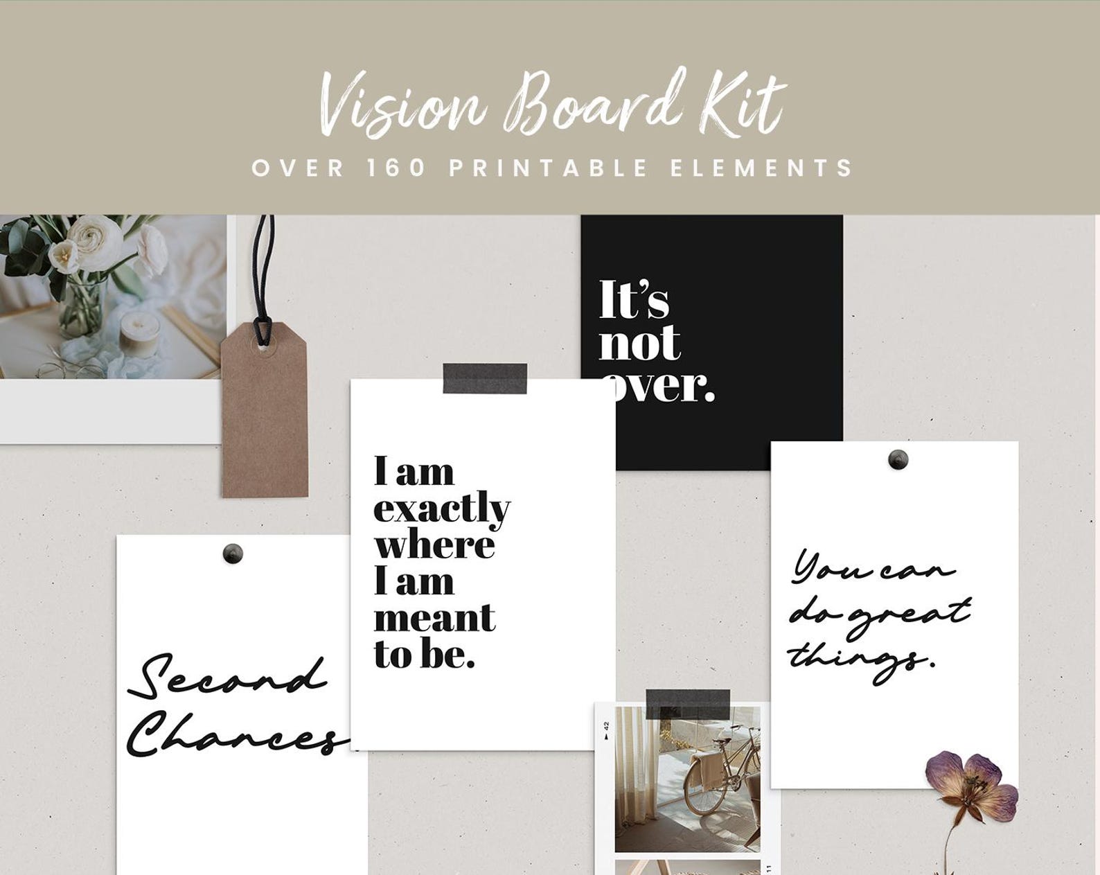 Minimalist Vision Board Kit, Vision Board Ideas, Elegant Vision Board ...