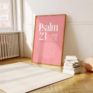 Psalms 23 Bible Verse Wall Art, Pink Christian Wall Art, Psalms ...