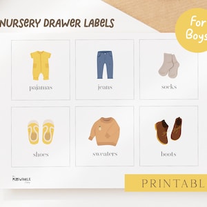 Nursery Drawer Labels for Baby Boy, Minimalist Closet Labels, Nursery ...